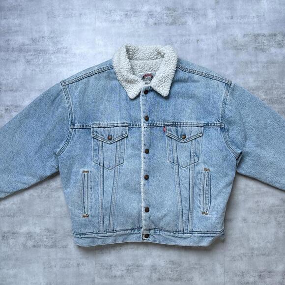 Levi's | Jackets & Coats | Y2k Levis Sherpa Jacket Blue Denim Shearling ...